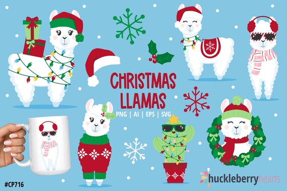 HuckleberryHearts | Christmas Llamas, Llama SVG, Christmas Llama ...