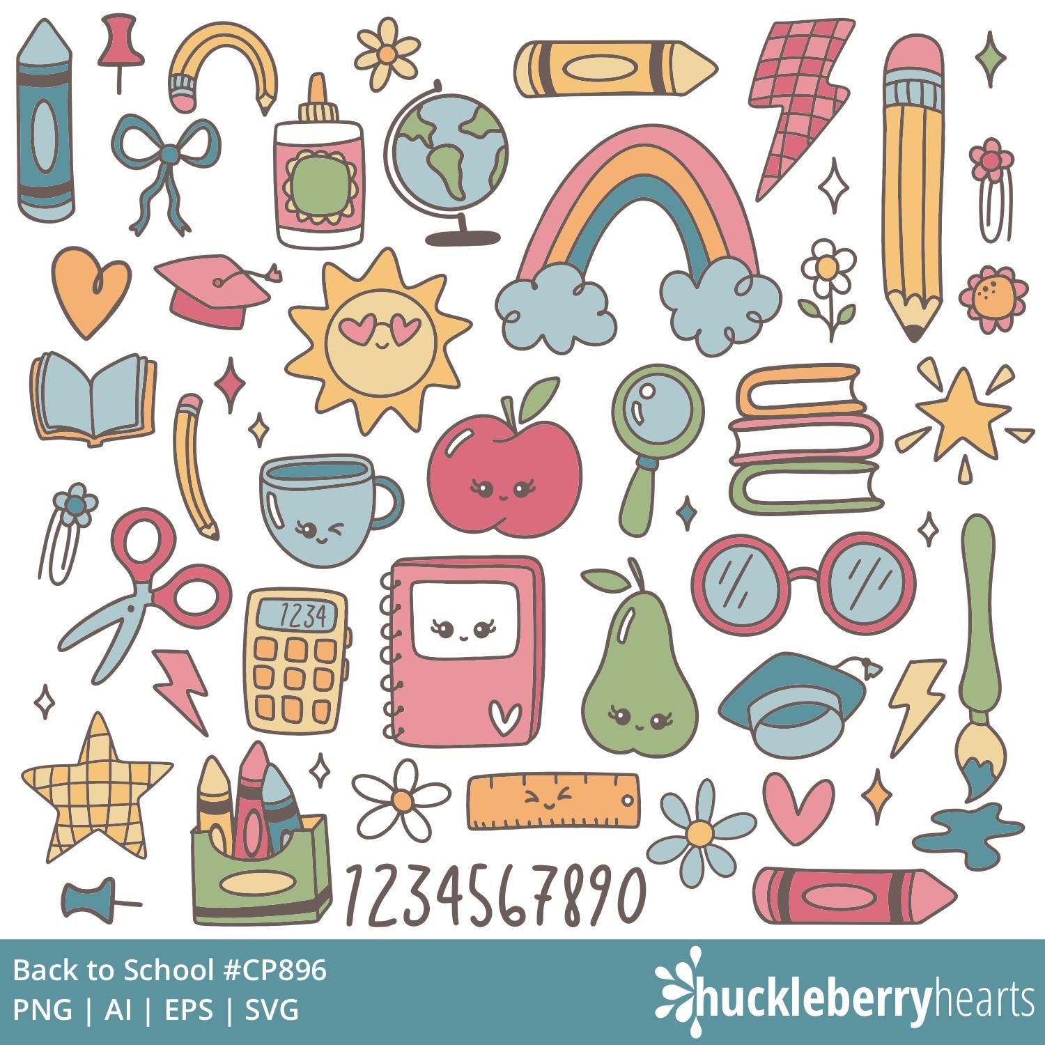 HuckleberryHearts | Retro School Clipart, Classroom Clipart, School ...