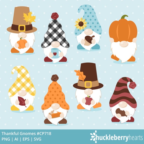 HuckleberryHearts | Thanksgiving Gnomes Clipart, Fall SVG Bundle, Cute ...